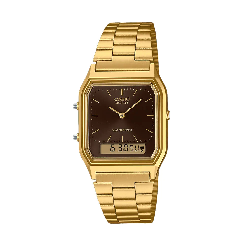 Casio Watch Vintage Retro Dual Time Gold – Watches & Crystals
