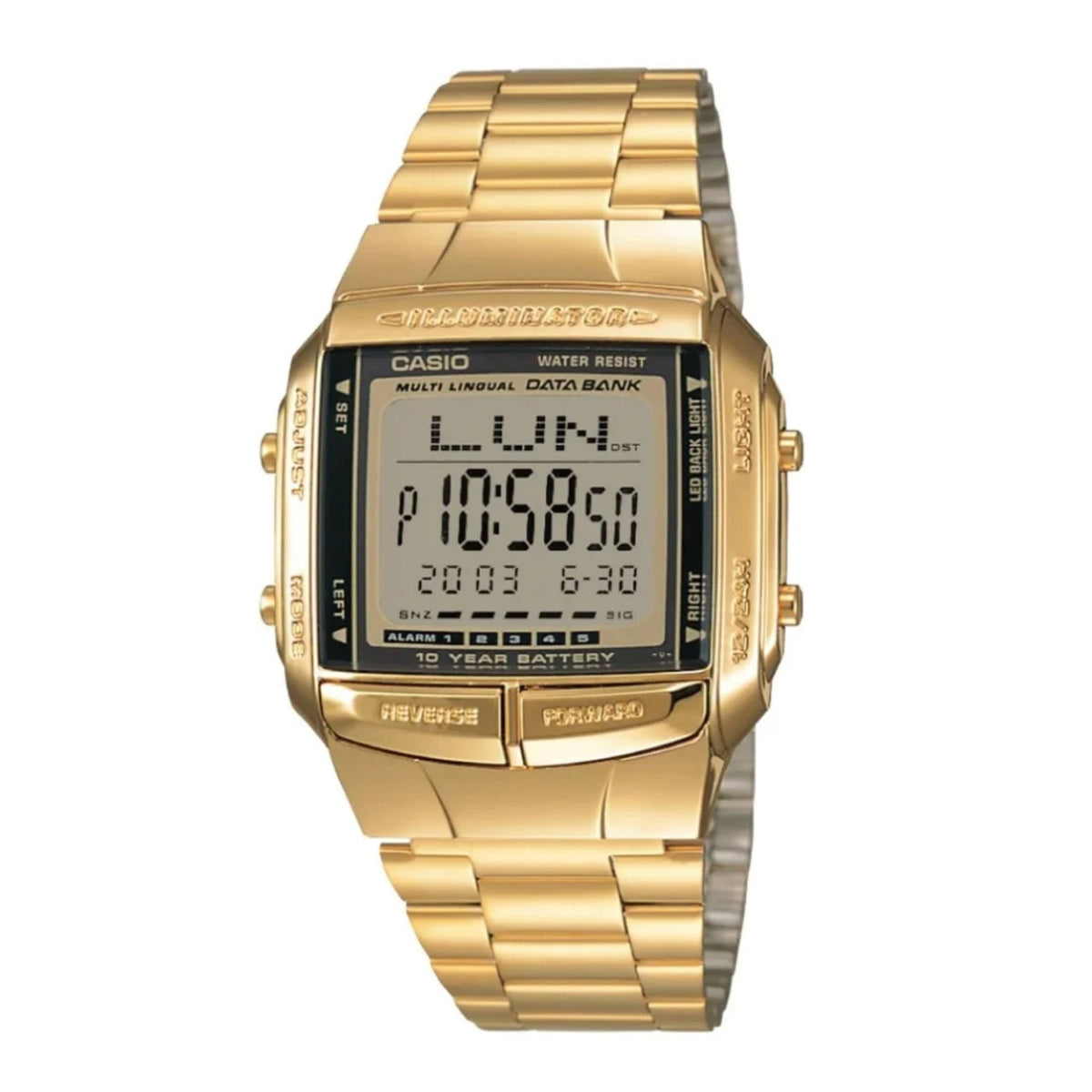 Casio Vintage Databank 38mm Gold Men's Digital Watch DB-360G-9ADF ...