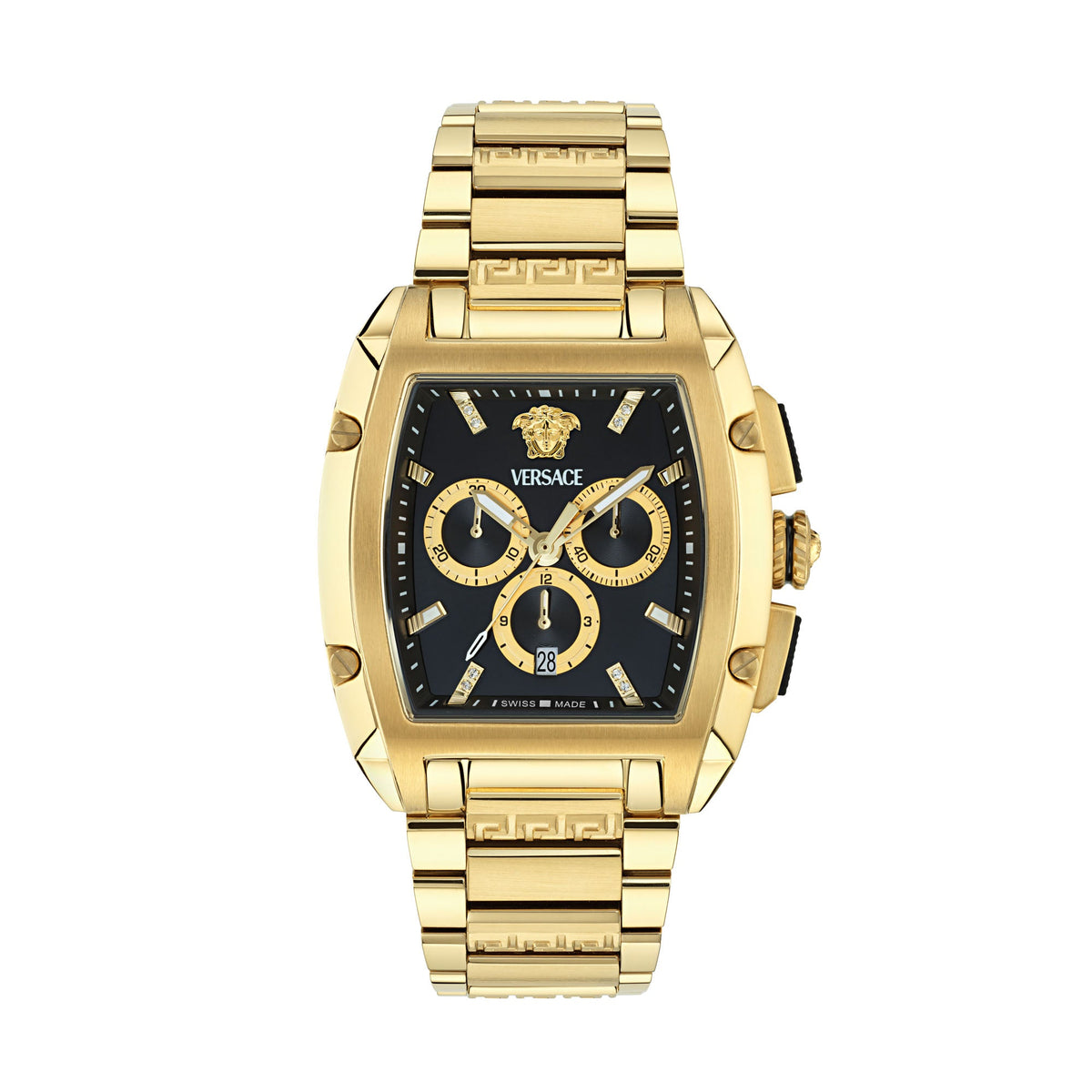 Versace Dominus Chronograph Men’s Gold Black Watch – Swiss Luxury 42mm ...