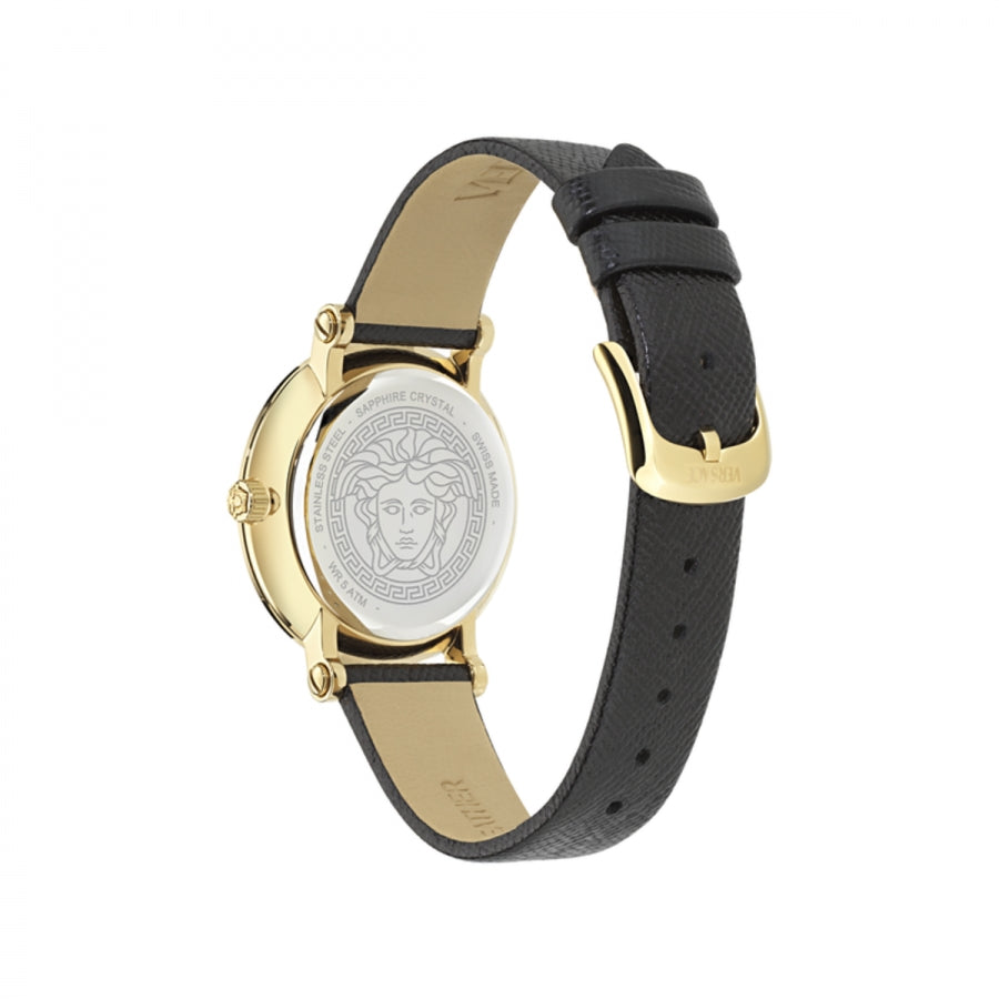 Versace Greca Sphere Ladies’ Gold Black Watch – Swiss Luxury 35mm ...
