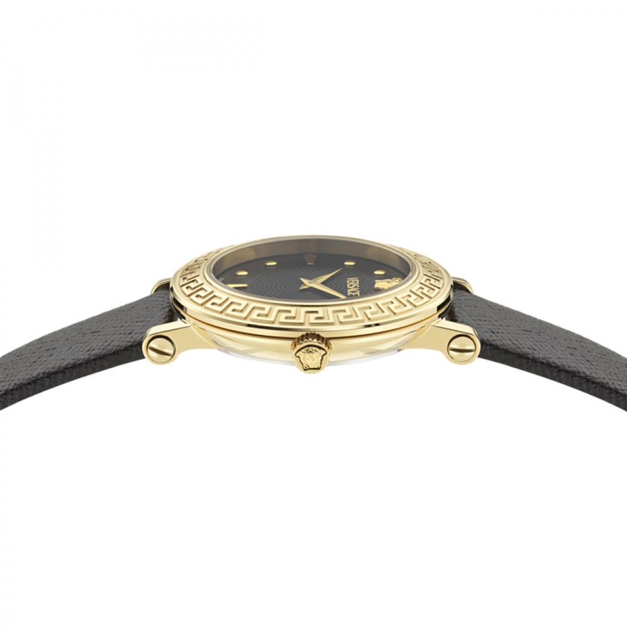 Versace Greca Sphere Ladies’ Gold Black Watch – Swiss Luxury 35mm ...