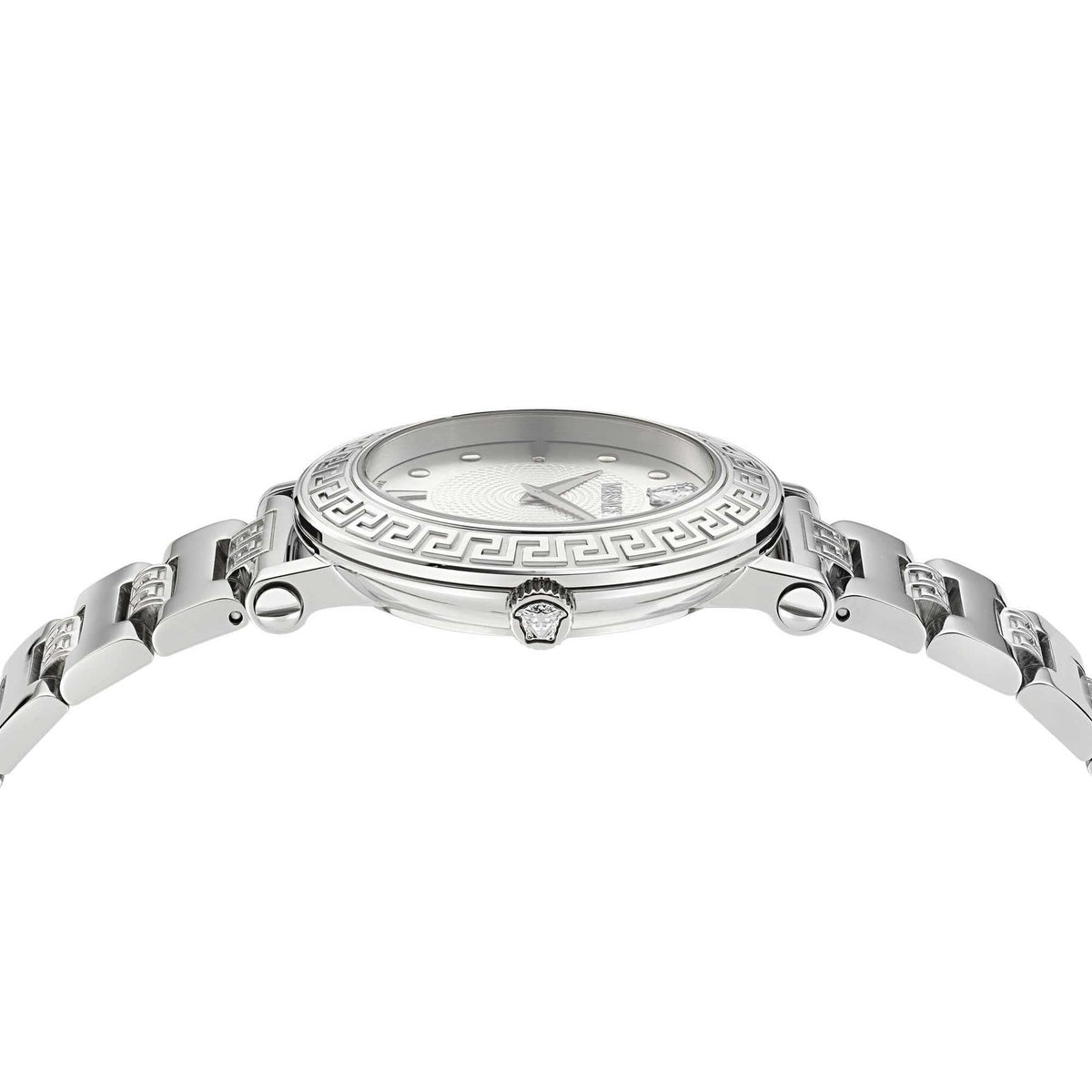 Versace Greca Sphere Ladies’ White Silver Watch – Swiss Luxury 35mm ...
