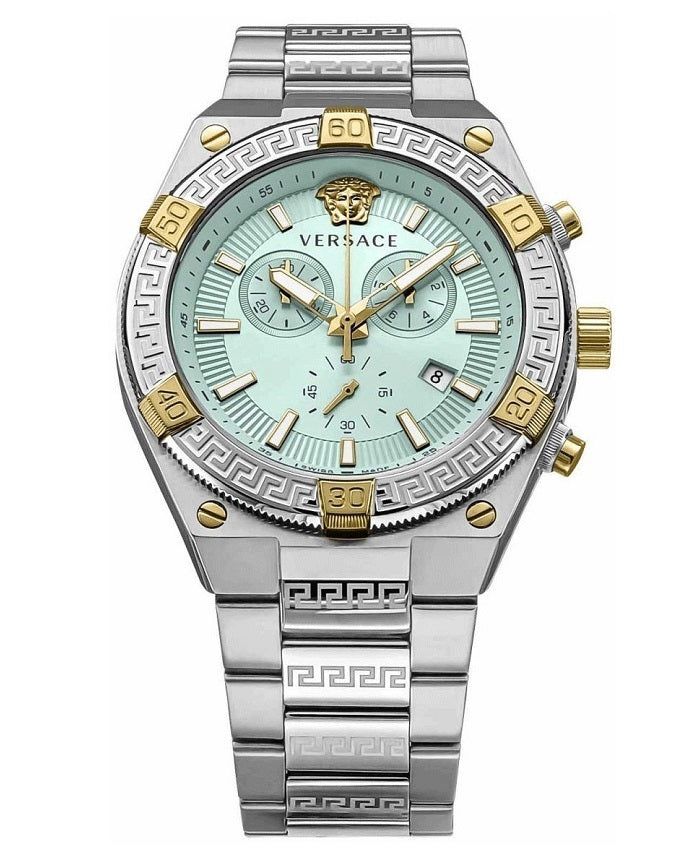 Versace Men's Watch Greca Sporty Chronograph 46mm Blue Turquoise ...
