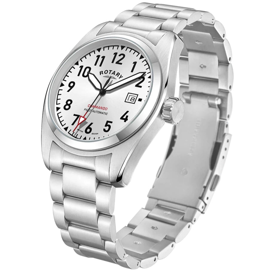 Rotary Commando Pilot Auto Men's Silver Watch GB05470/22 from Watches ...