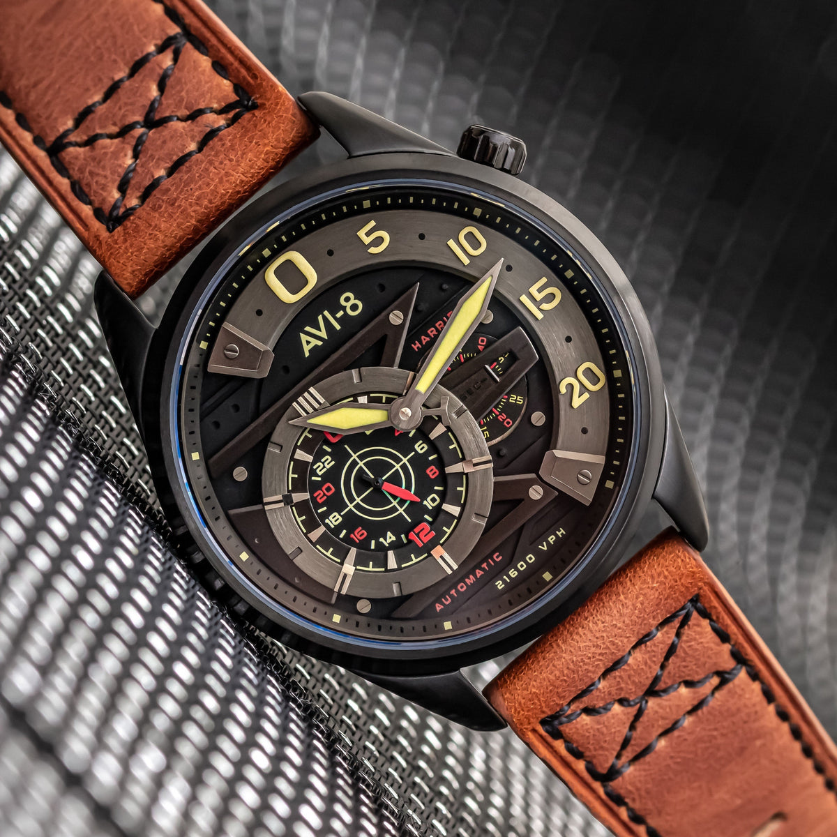 AVI-8 Black Insignia Yellow Hawker Harrier II Chronograph Watch AV-4070 ...