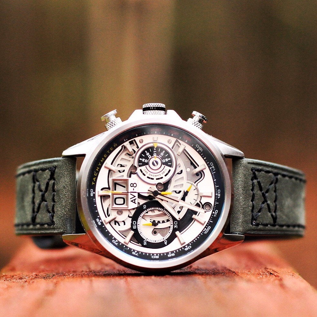 AVI-8 Ivory Steel Hawker Harrier Chronograph Watch AV-4065-01 from ...