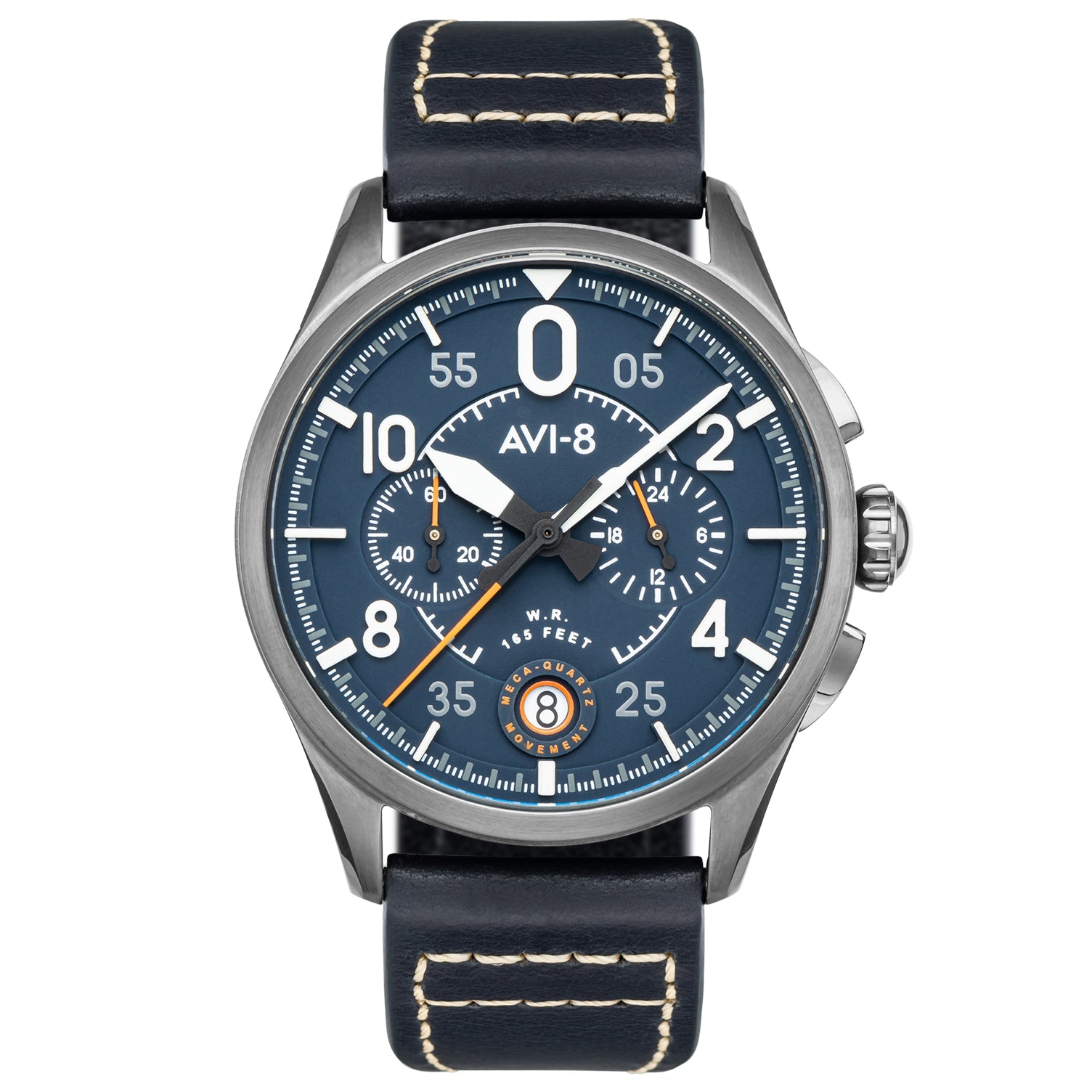 AVI-8 Spitfire Blue Leather Chronograph Watch | Watches & Crystals