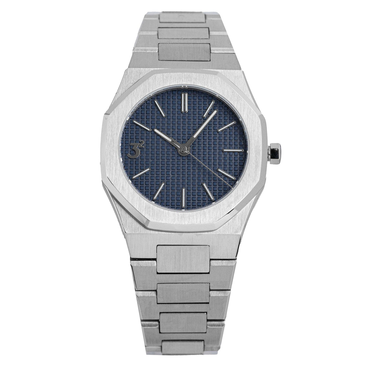 Three Square Men's Silver Blue Quartz Watch | Watches and Crystals ...