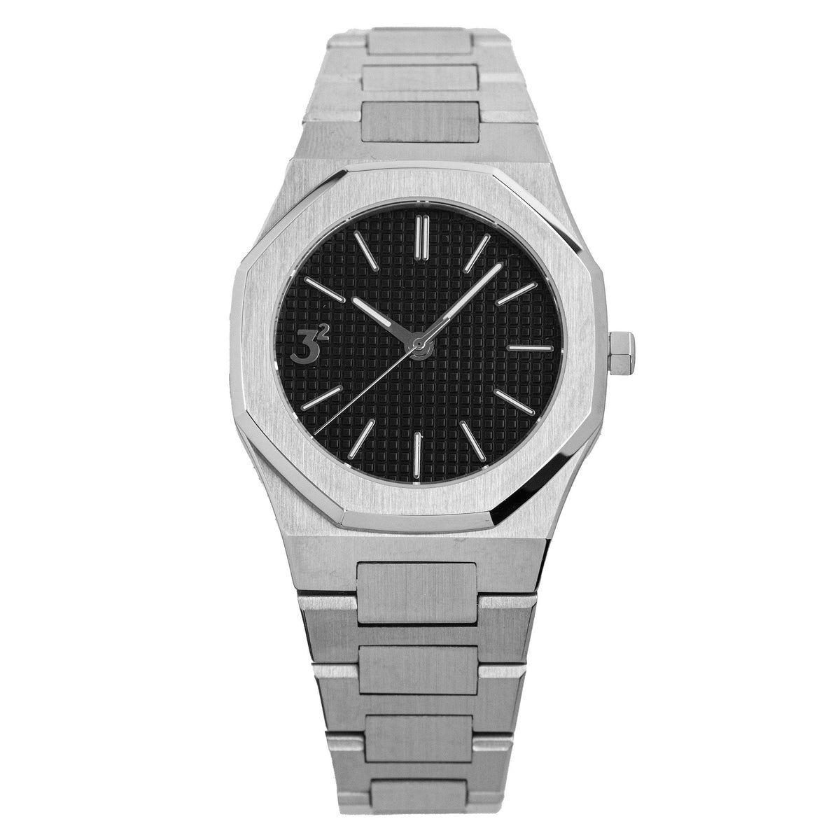 Three Square Men's Silver Black Quartz Watch | Watches and Crystals ...