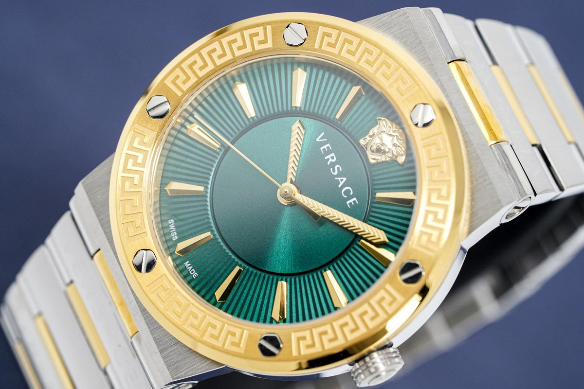 Versace Ladies Watch Greca Logo Two-Tone Green VEVH00720 – Watches ...
